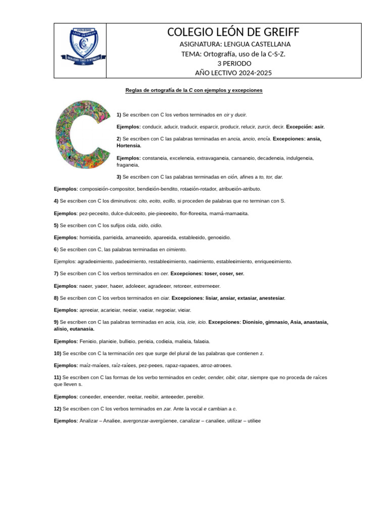 Ortografía, Uso de La C-S-Z. | PDF | Lingüística | Morfología