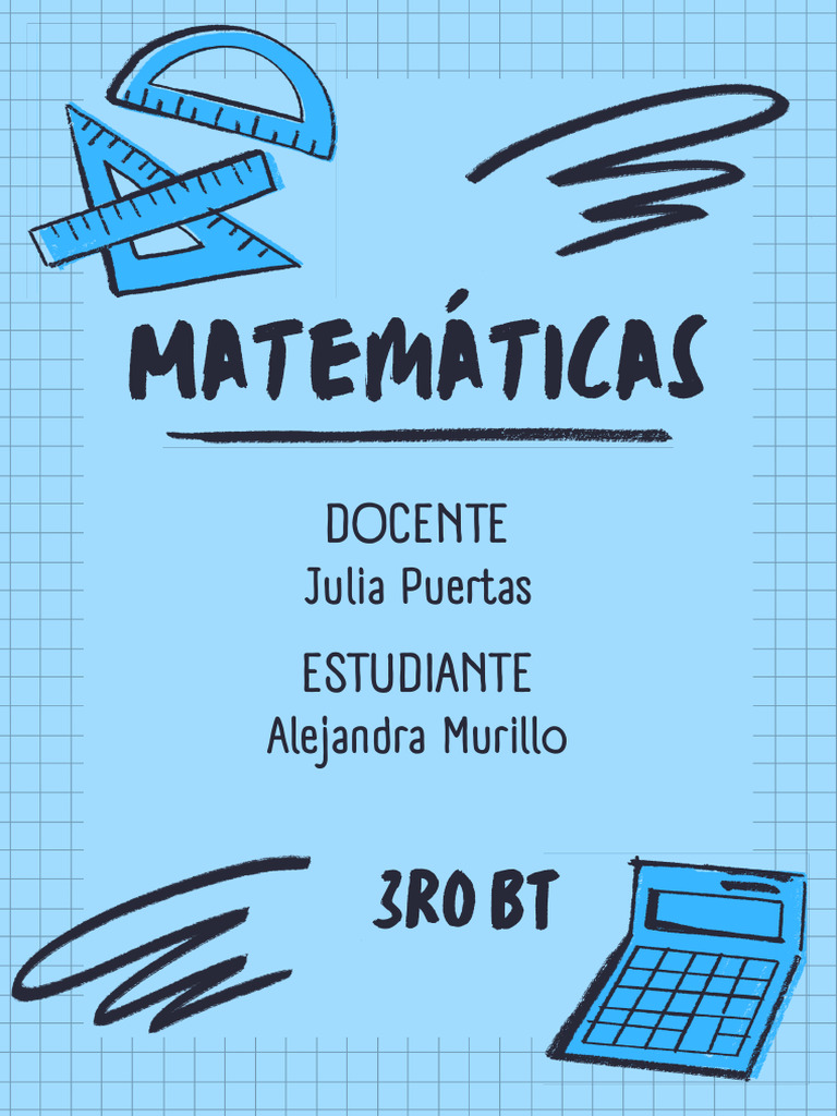 Documento A4 Portada de Trabajo Matemáticas Ilustrado Azul PDF | PDF