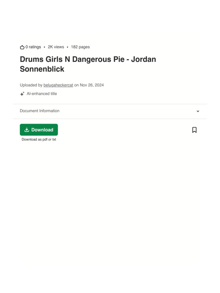 Drums, Girls & Dangerous Pie PDF | PDF | Scribd