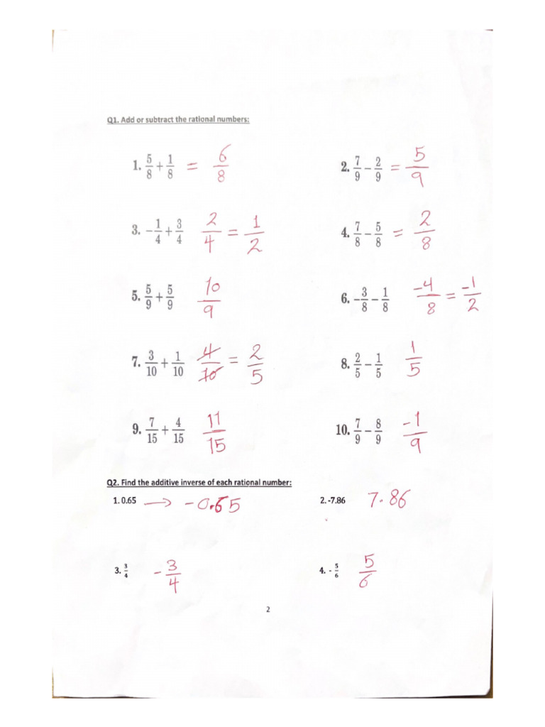 Math Grade 7 Final Worksheet With Answers 2 | PDF