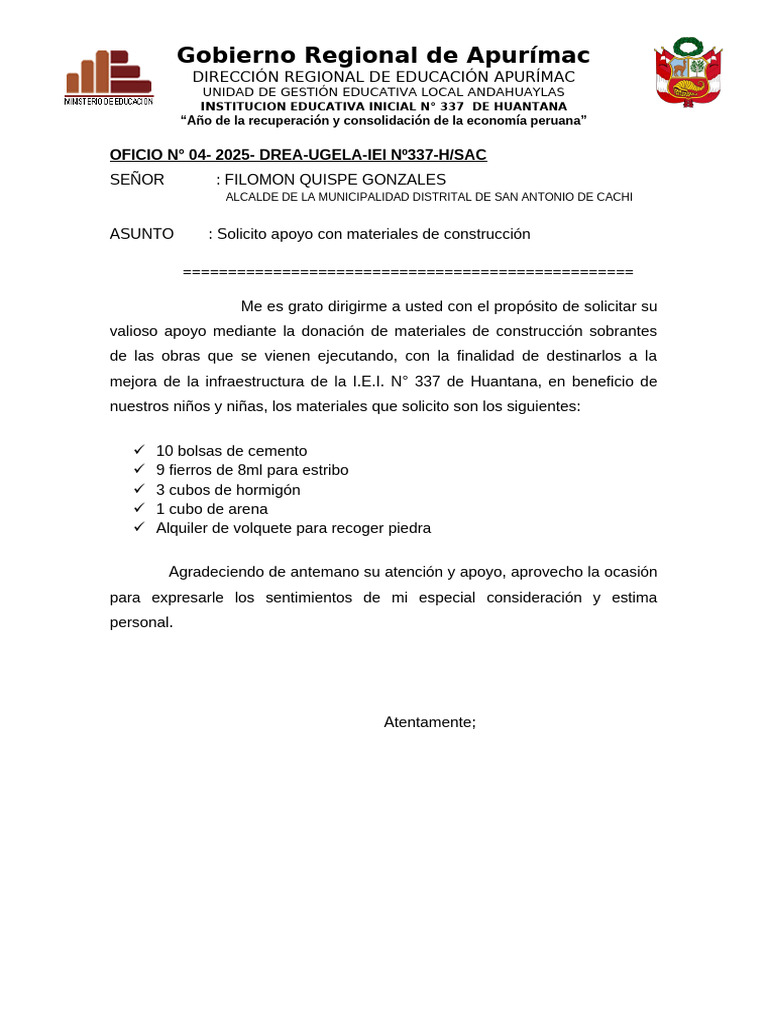 OFICIO 2025 Huantana | PDF