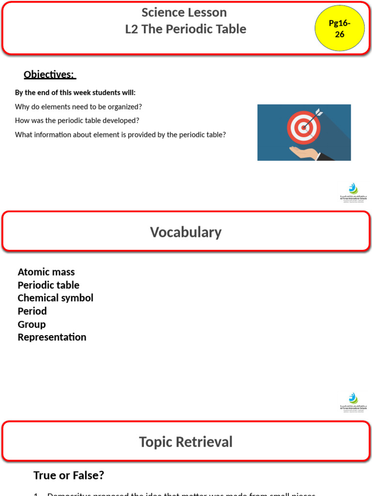 Science G8 Lesson 2 Periodic Table | PDF | Periodic Table | Chemical Elements