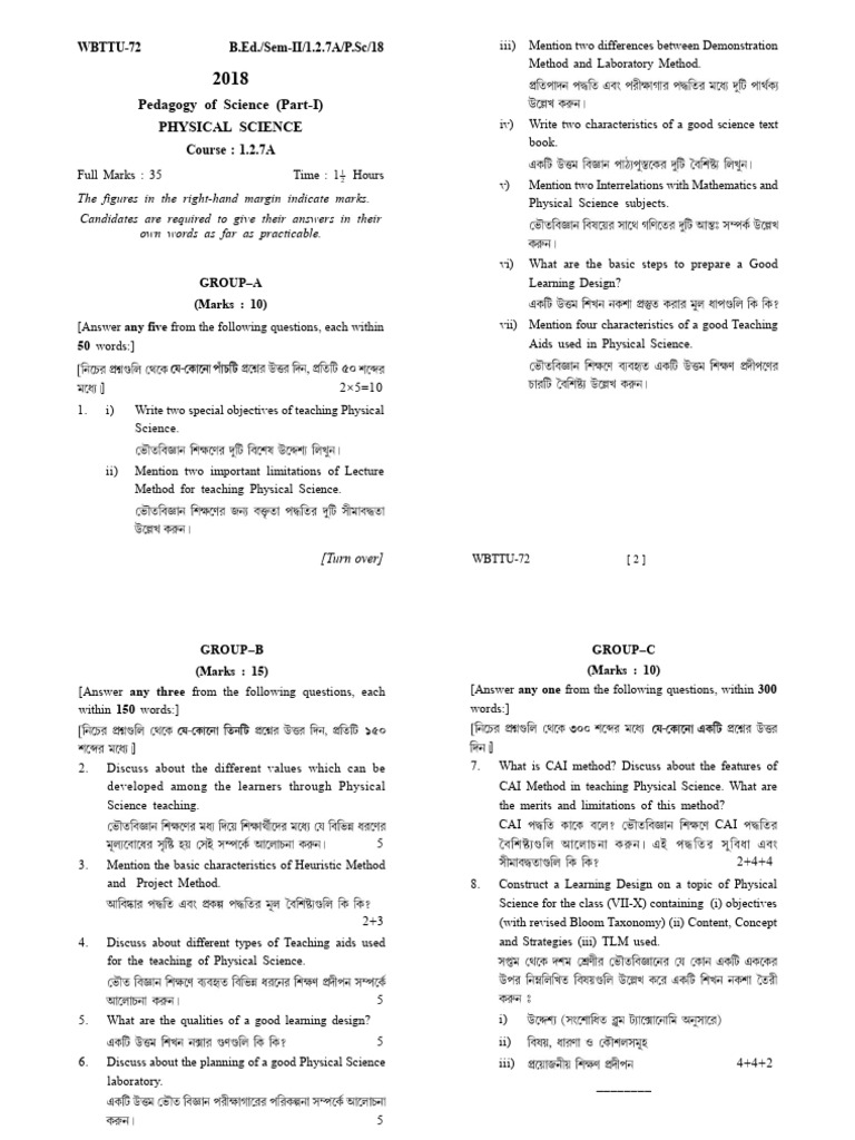 Pedagogy of Physical Science Overview | PDF | Instructional Design ...
