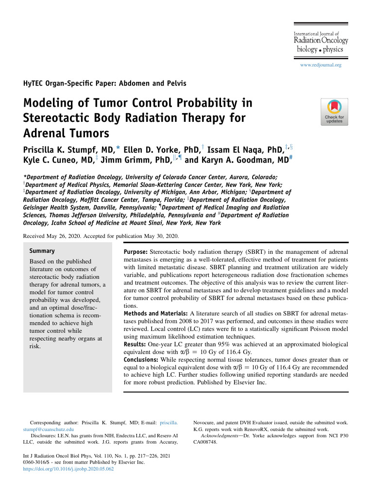 Modeling of Tumor Control Probability in Stereotac | PDF | Ct Scan ...