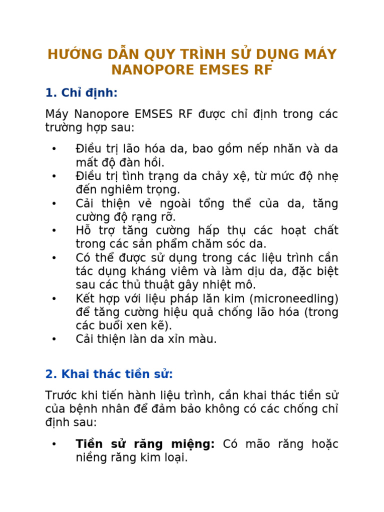 Hướng Dẫn Quy Trình Sử Dụng Máy Nanopore Emses Rf | PDF