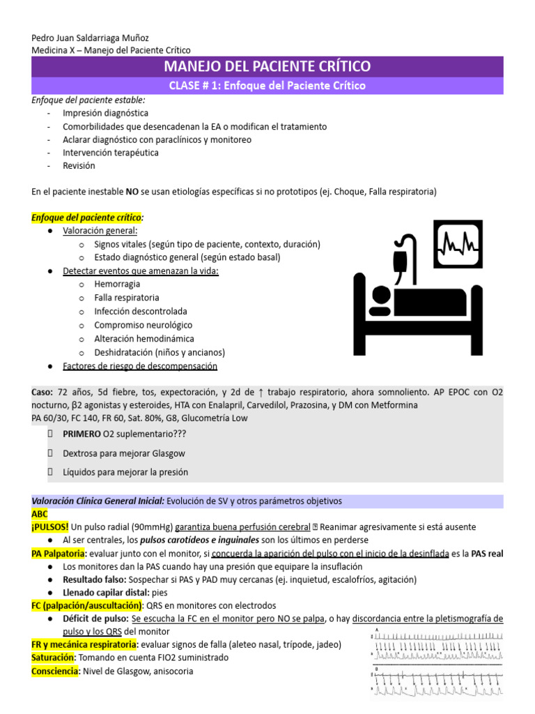 Manejo Del Paciente Crítico PJ | PDF | Medicina CLINICA ...