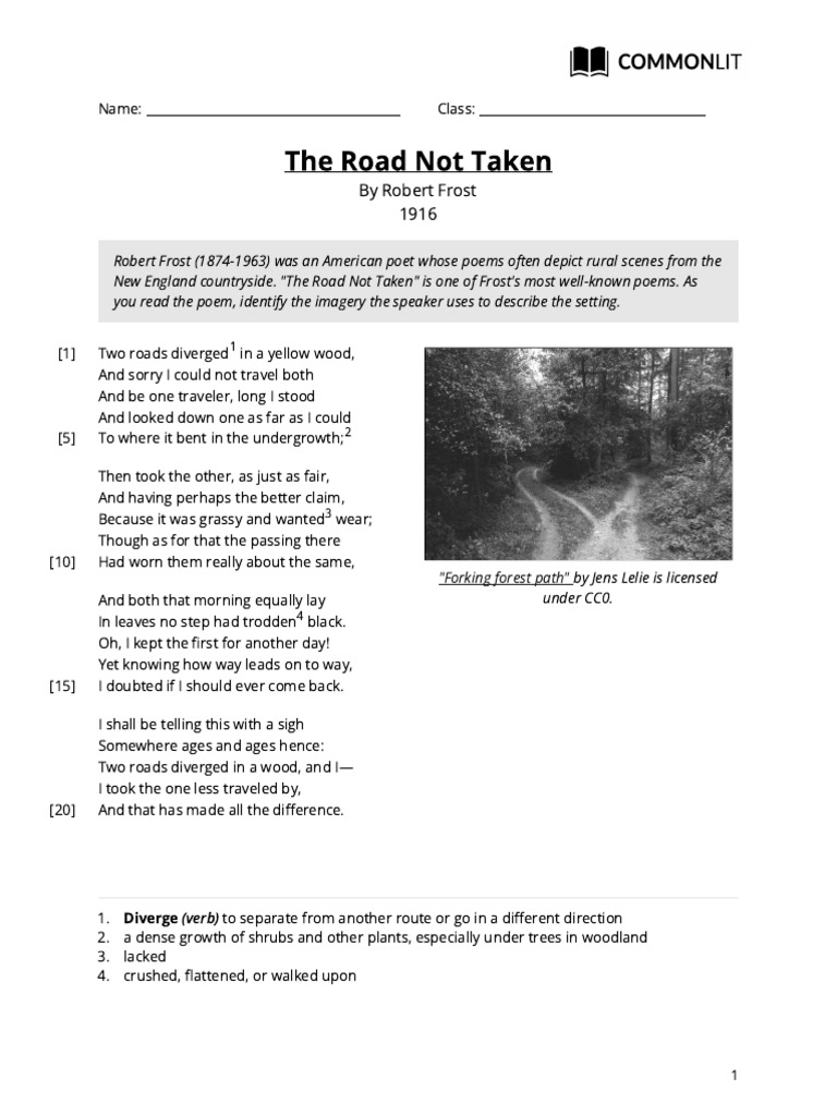 CommonLit _ The Road Not Taken | PDF