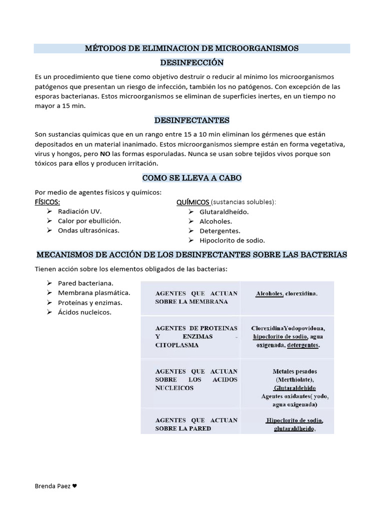 Metodos de Eliminacion de Microorganismos-Apunte Micro Bren | PDF | Esterilización ...