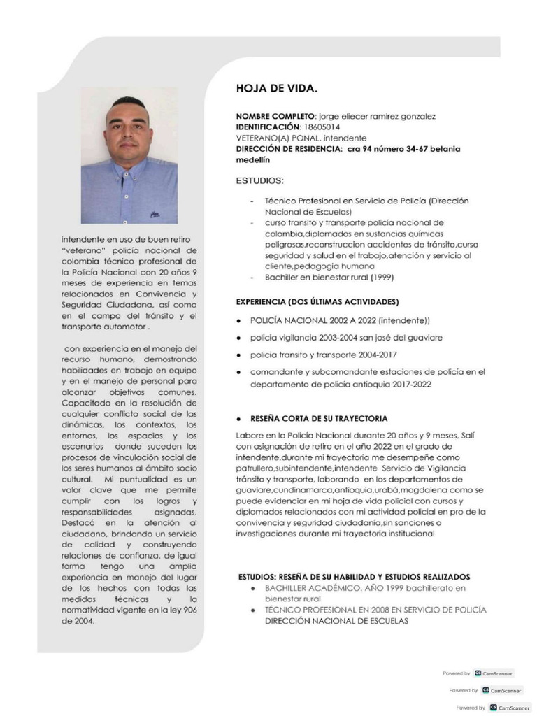 Hoja de Vida Jorge Eliecer Ramirez | PDF