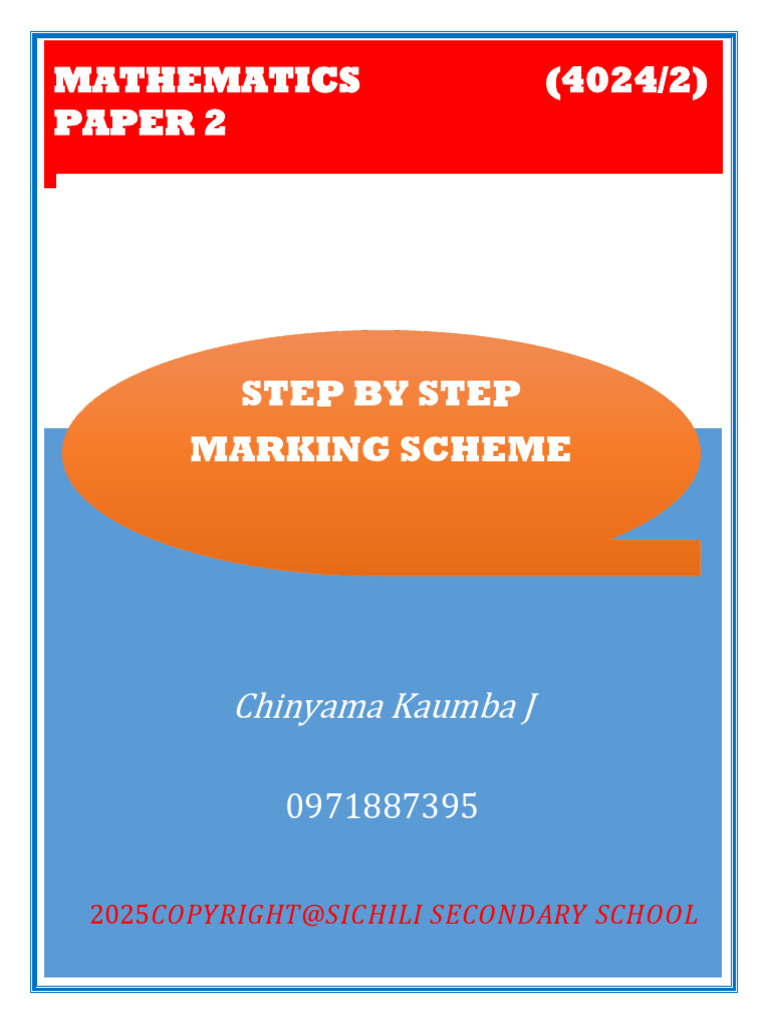 g12 Maths p2 2024 Marking Scheme by Chinyama Kaumba J | PDF | Mathematics