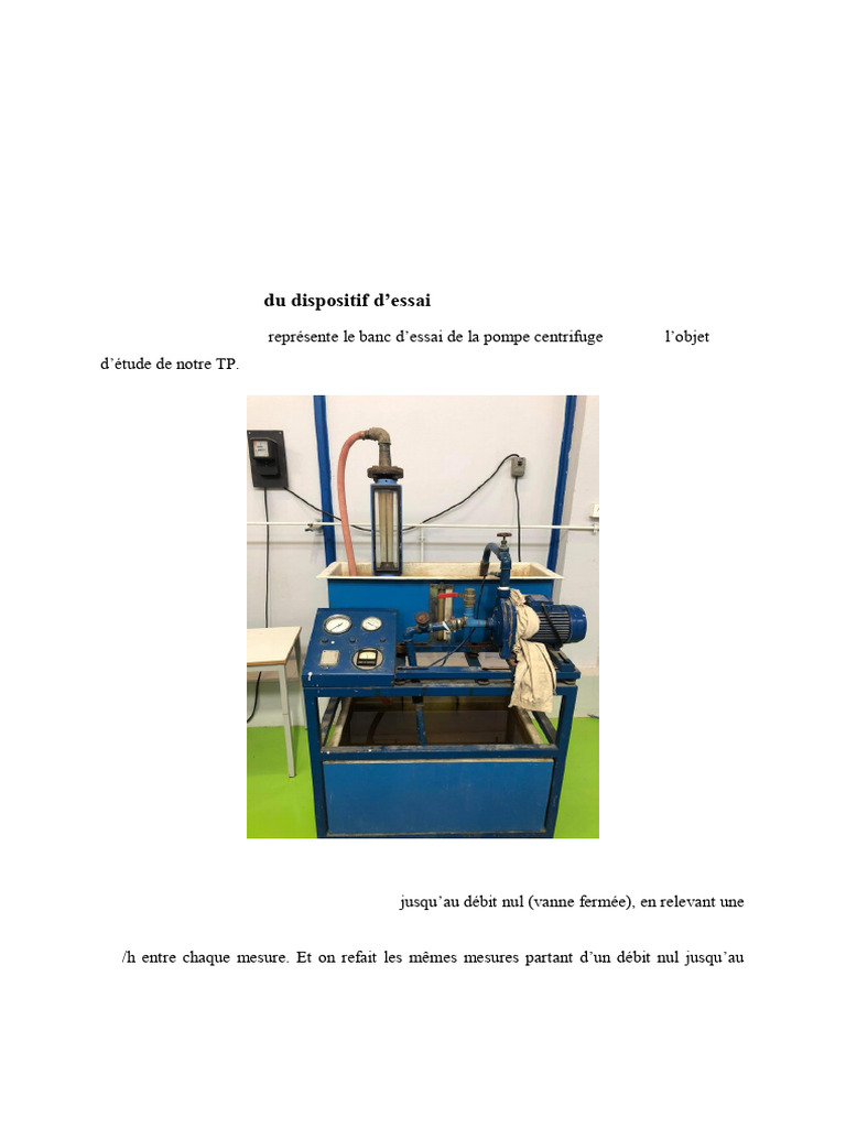 Caractéristiques et rendement d'une pompe centrifuge | PDF | Dynamique ...