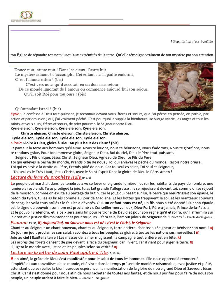 2021 12 24feuillz de Messe | PDF | Jésus | Marie, mère de Jésus