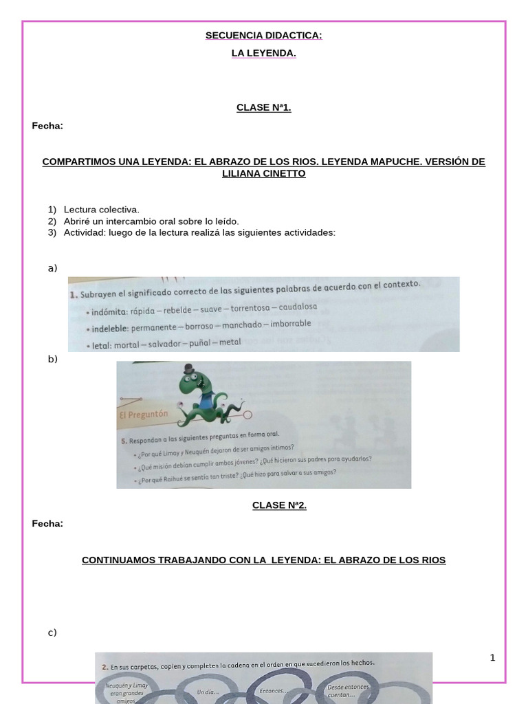 Actividades sobre Leyendas en Secundaria | PDF | Leyendas | Comprensión ...