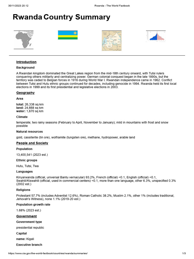 Rwanda - The World Factbook | PDF | Rwanda | Hutu