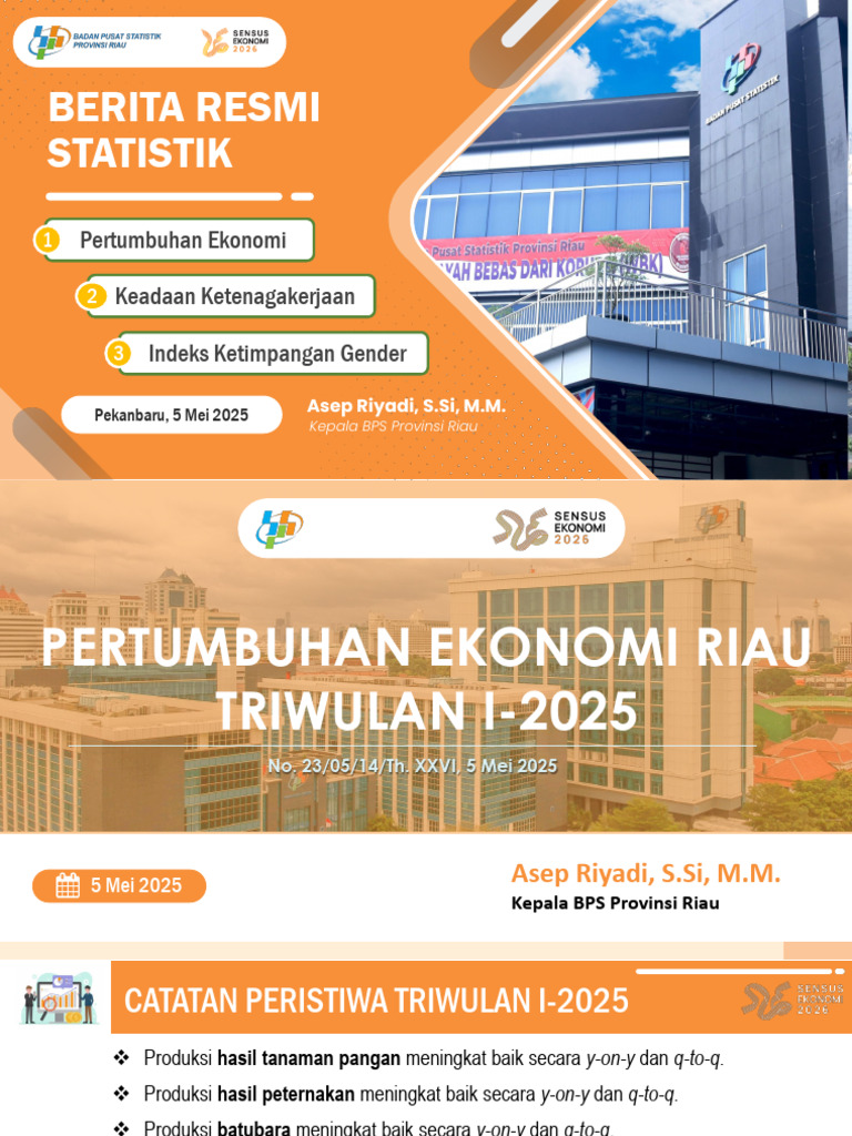 Materi Presentasi Berita Resmi Statistik (BRS) BPS Prov Riau Tanggal 5 Mei 2025 | PDF