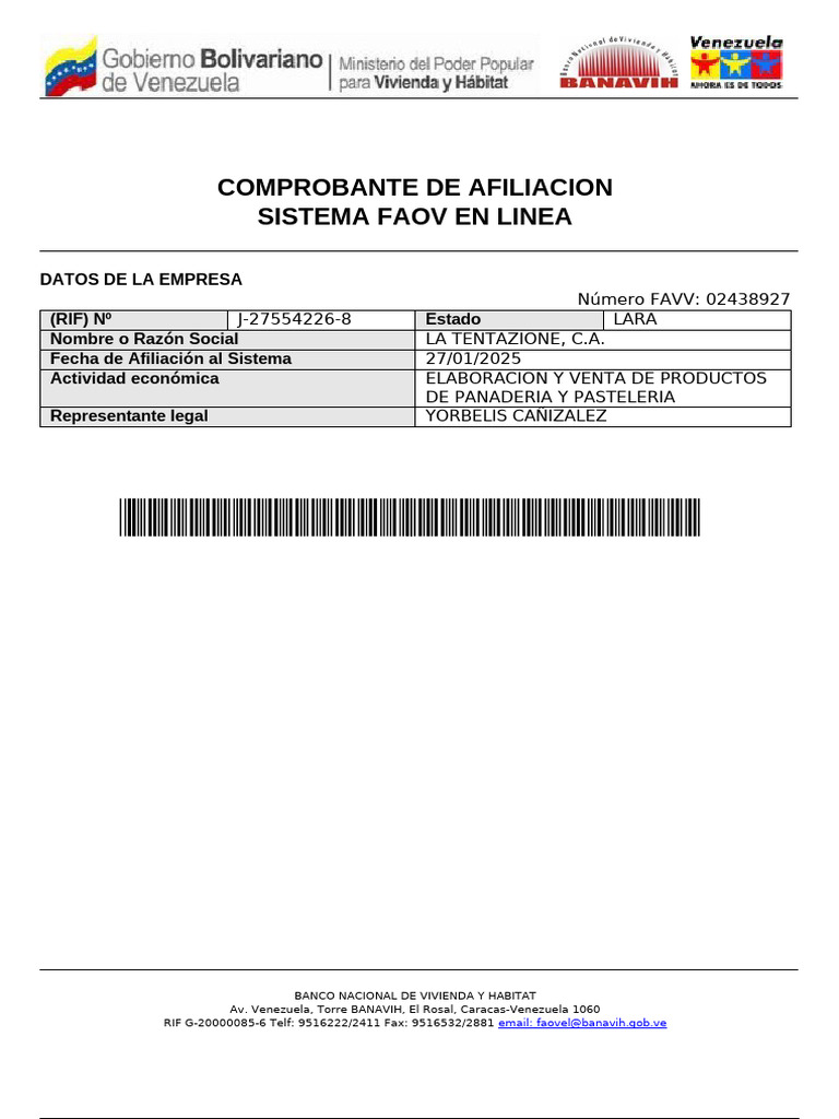 Comprobante Afiliacion BANAVIH | PDF