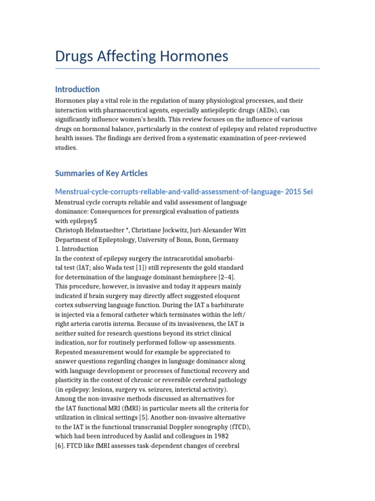 Drugs Affecting Hormones Research Paper (1) | PDF | Epilepsy | Pregnancy