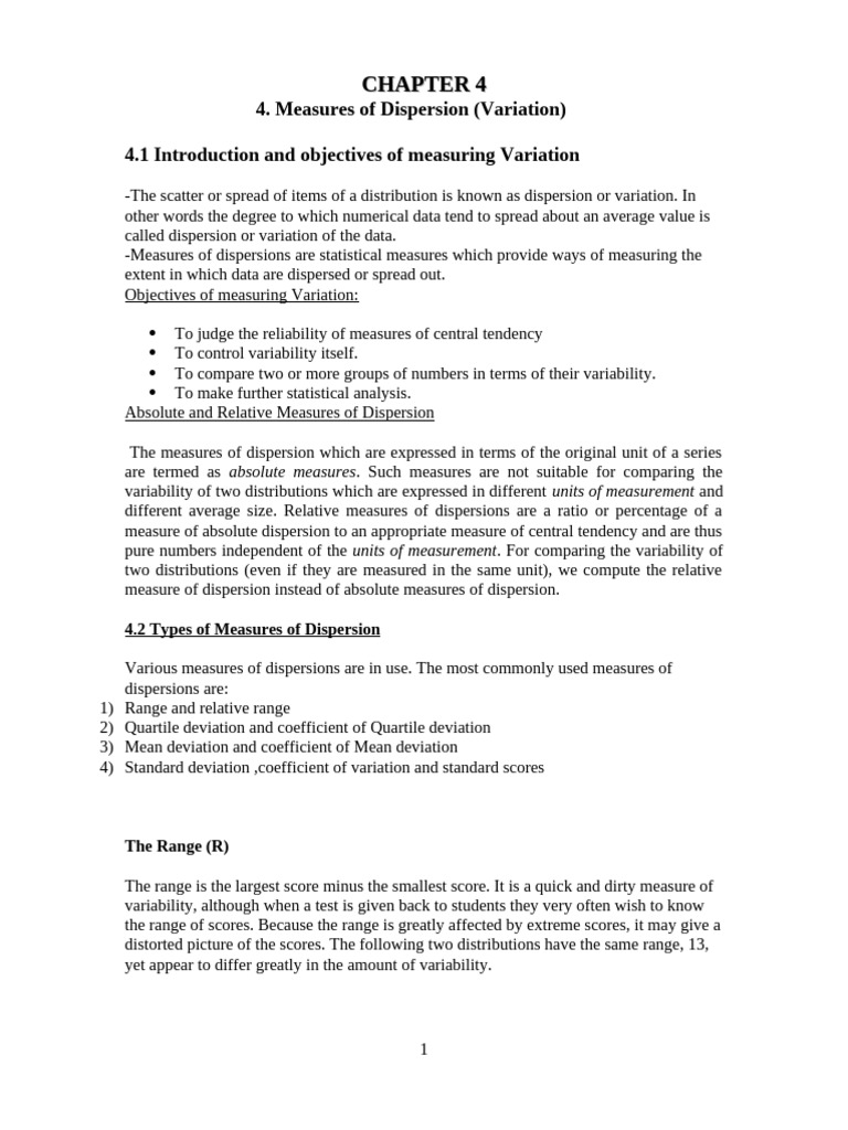 Measures of Dispersion Explained | PDF | Statistical Dispersion | Mean
