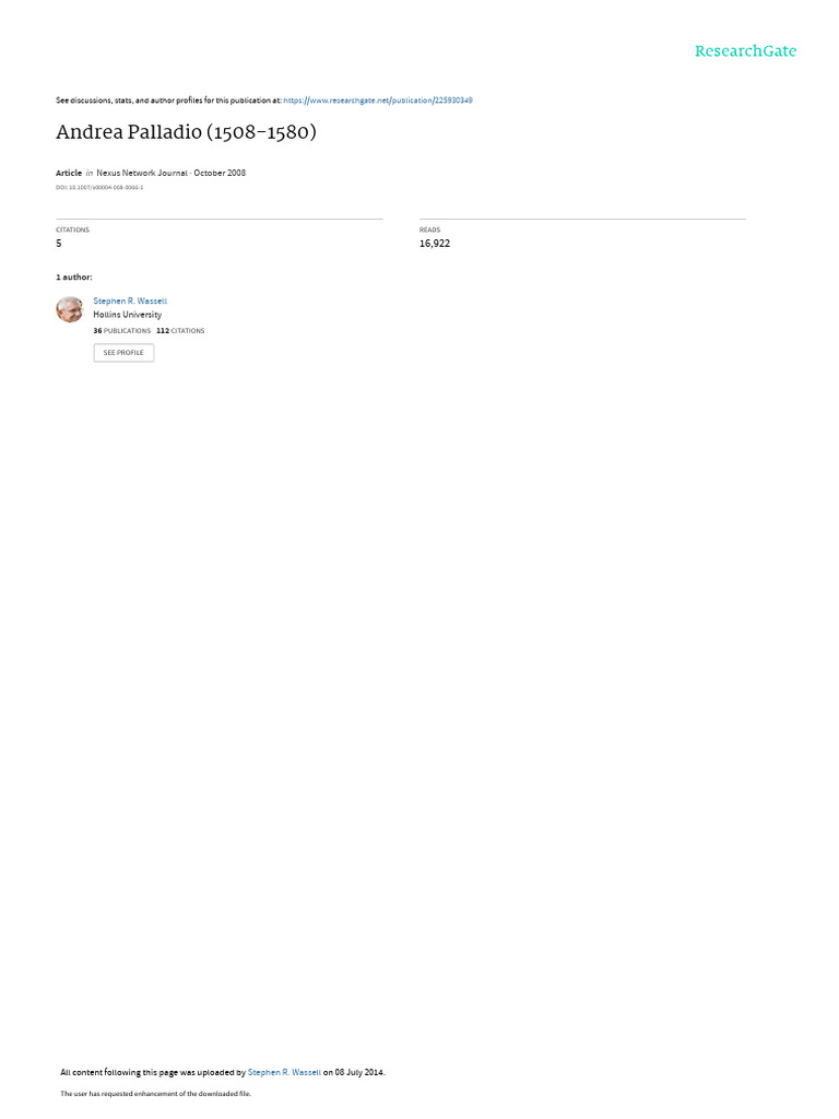 Andrea Palladio 1508-1580 | PDF