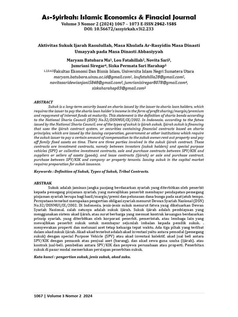 Aktivitas Sukuk Ijarah Rasulullah, Masa Khulafa Ar-Rasyidin Masa Dinasti Umayyah Pada Masa ...