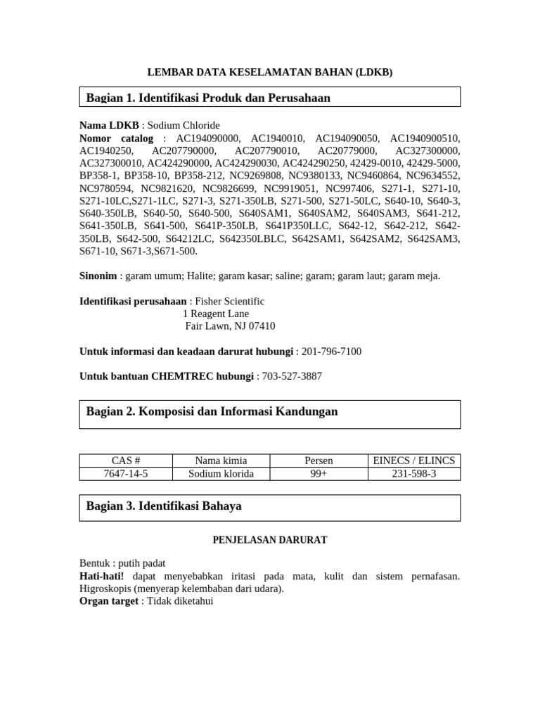 LDKB Sodium Chloride | PDF