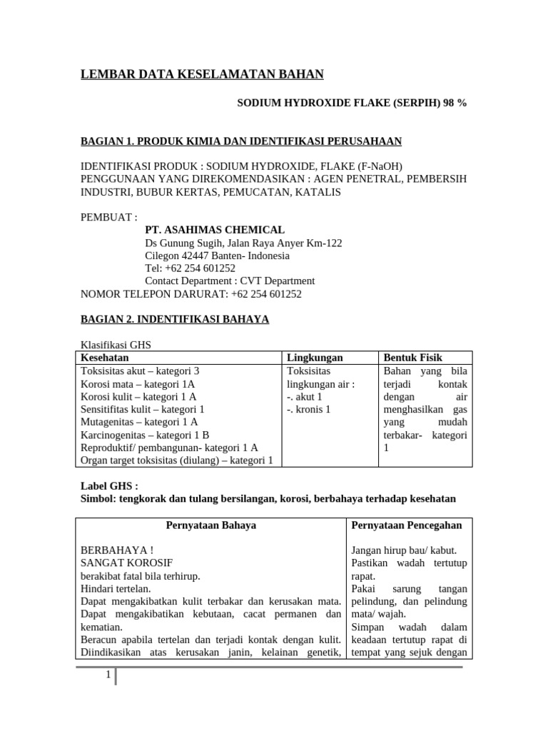 LDKB Sodium Hydroxide Flake 98 | PDF