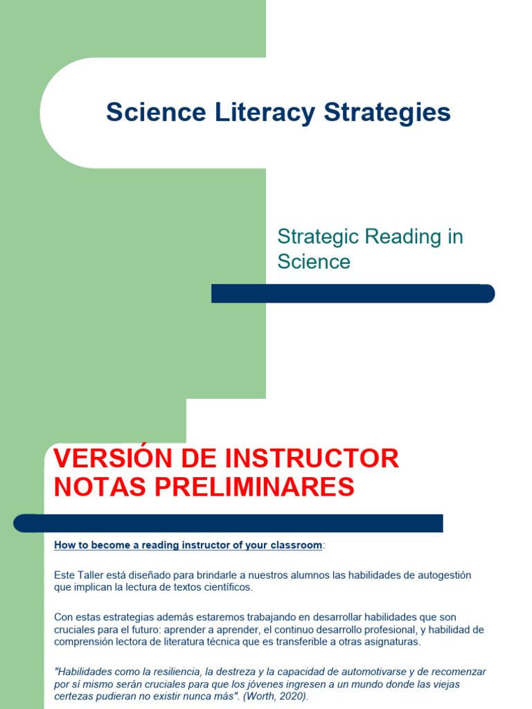 Science Literacy Strategies Instructor Full Version | PDF | Aprendizaje ...