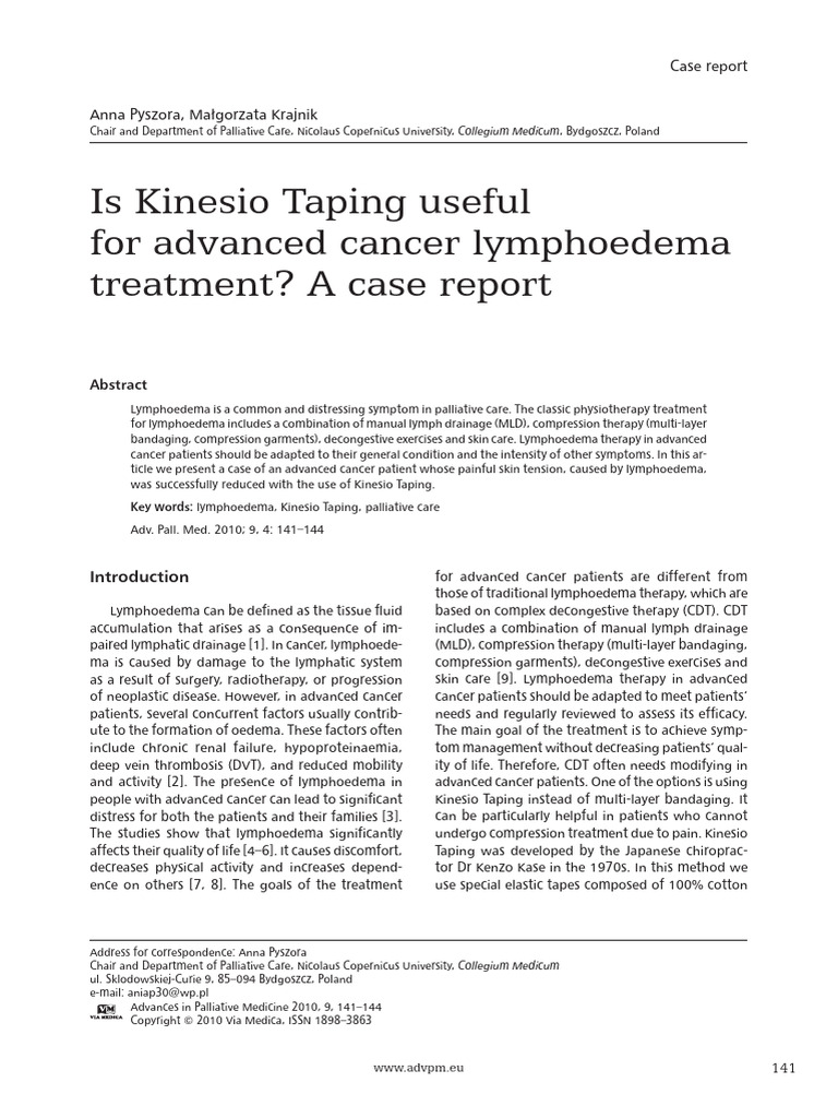 2010 Case Study Lymph Taping | PDF | Palliative Care | Clinical Medicine