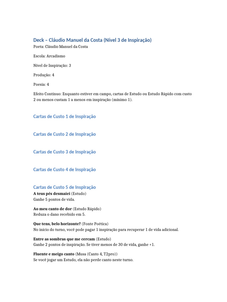 Deck Claudio Manuel Da Costa | PDF
