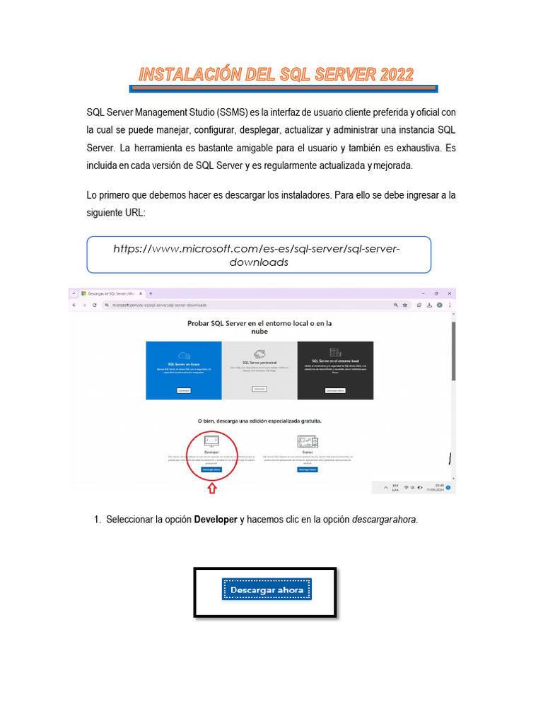 Instalación Del SQL Server 2022 | PDF | Servidor SQL de Microsoft ...
