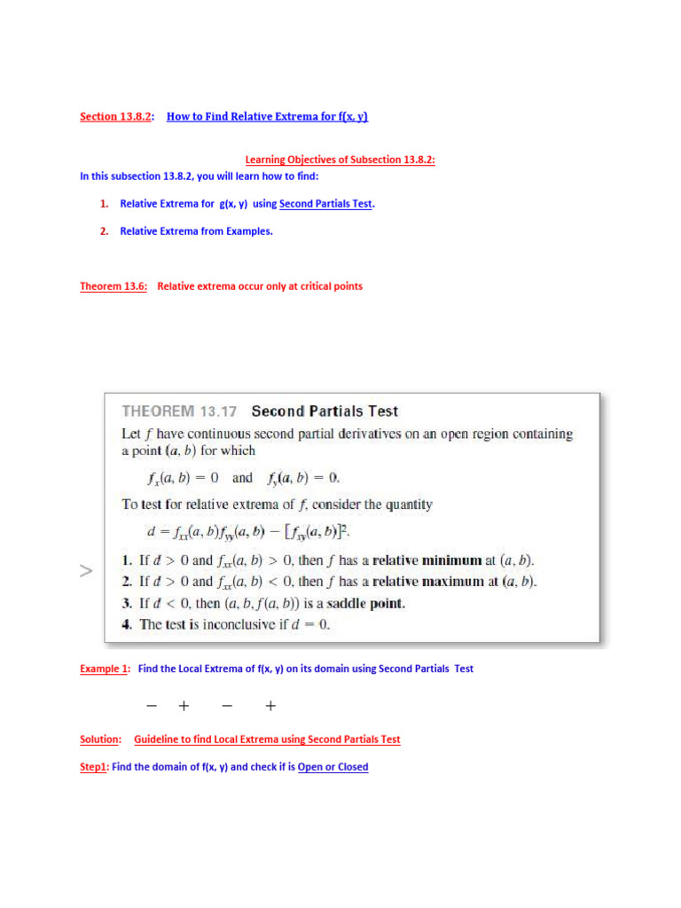 Finding Relative Extrema Using SPT | PDF | Mathematics Of Computing ...