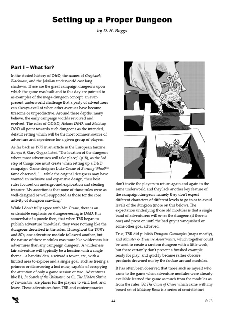 Boggs 2016, Setting Up A Proper Dungeon | PDF | Dungeons & Dragons | Fantasy Role Playing Games