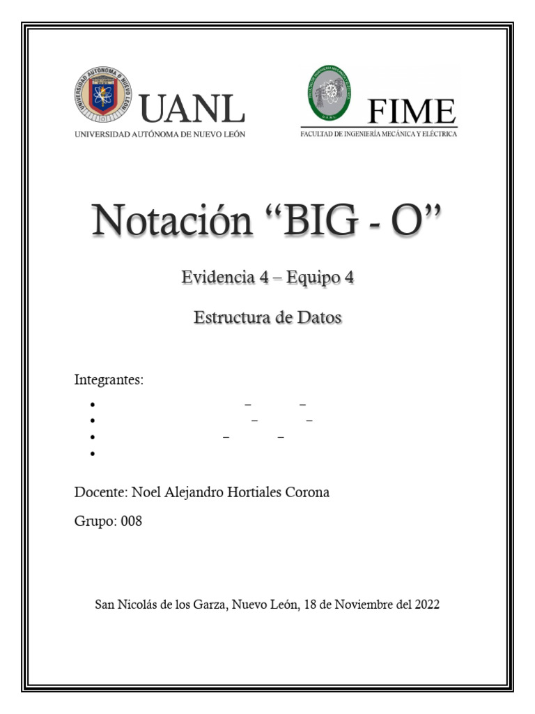 Notación BIG O de Estructura de Datos | PDF | Algoritmos | Inteligencia artificial