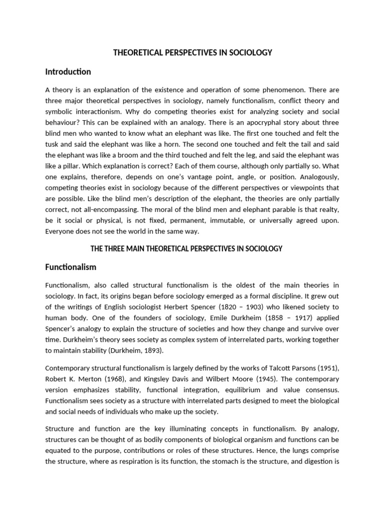 Key Theoretical Perspectives in Sociology | PDF | Sociology | Positivism