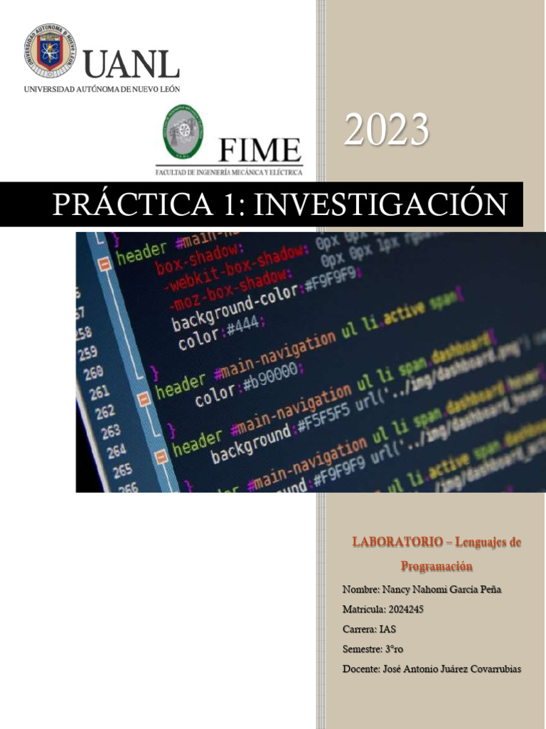 PRACTICA 1 de Lab. de Lenguajes de Programación | PDF | Lenguaje de programación | SQL
