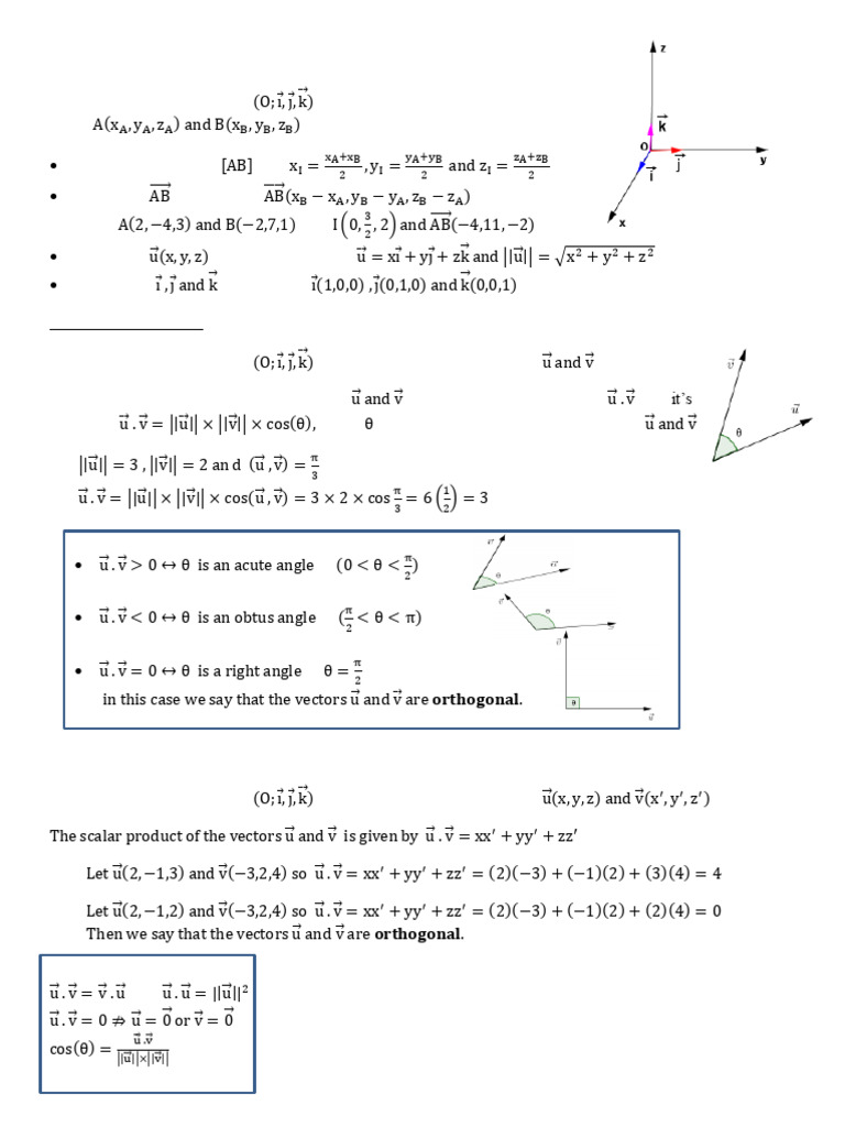 Vector Operations in Orthonormal Systems | PDF | Line (Geometry ...