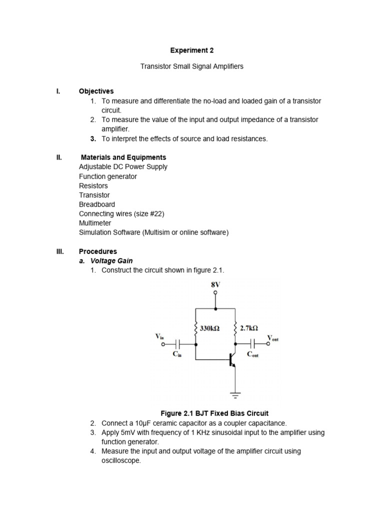 Transistor Amplifier Gain and Impedance | PDF | Amplifier | Electrical ...
