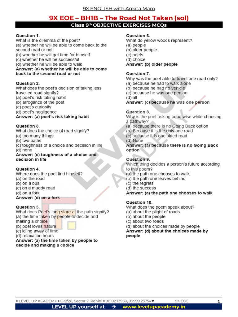 9X EOE - BH1B - The Road Not Taken (Sol) | PDF