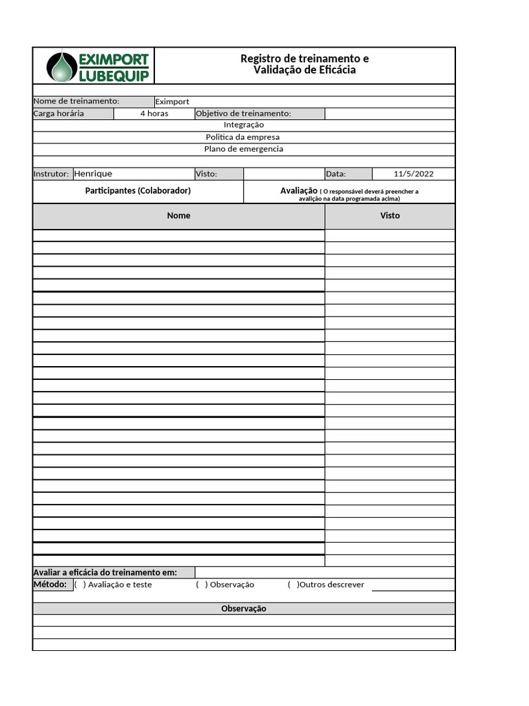 Cópia de FO12-Treinamento e Eficácia | PDF