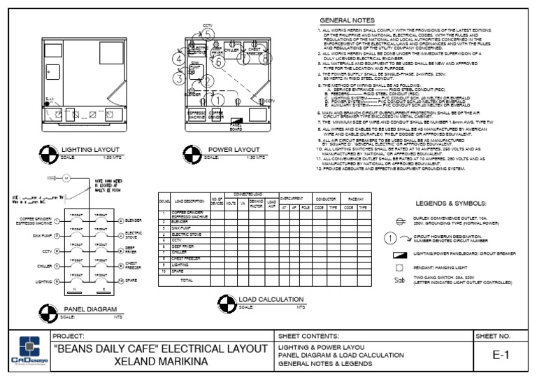 Electrical Layout for Beans Daily Cafe | PDF | Electrical Wiring ...