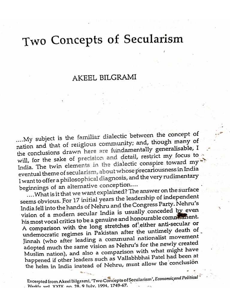 Two Concept of Secularism | PDF