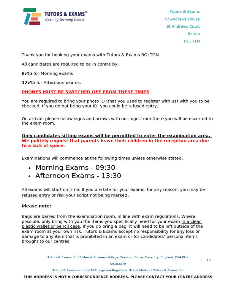 Bolton Joining Instructions 2 | PDF