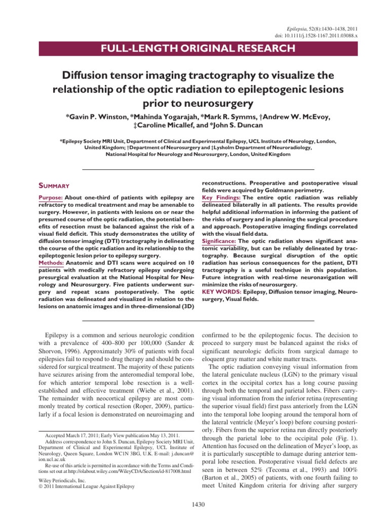 Diffusion Tensor Imaging Tractography To Visualize The | PDF | Magnetic ...