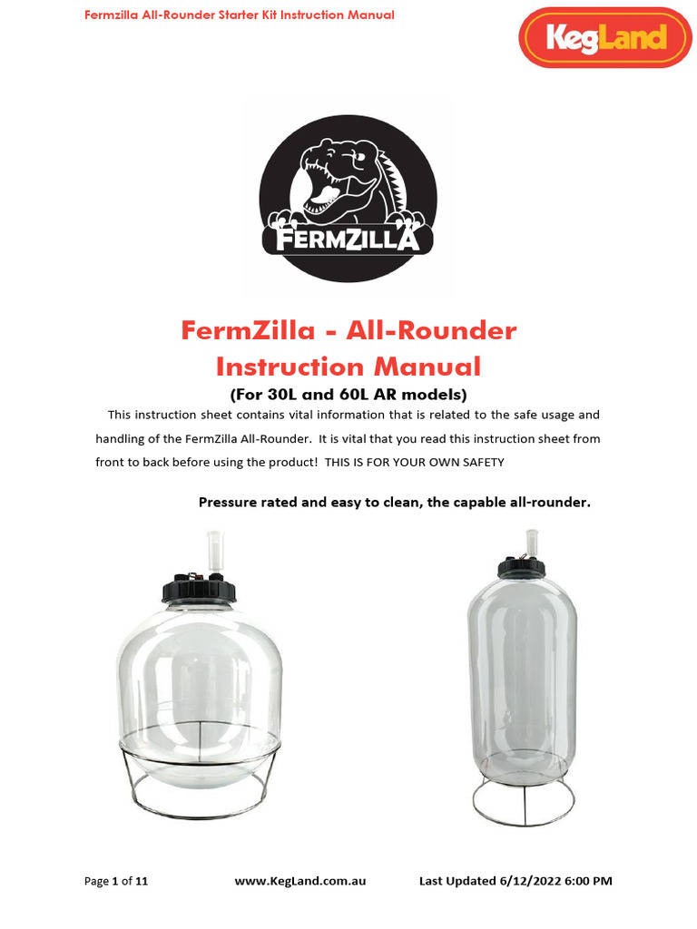 Fermzilla All-Rounder Instruction Manual | PDF | Brewing | Valve
