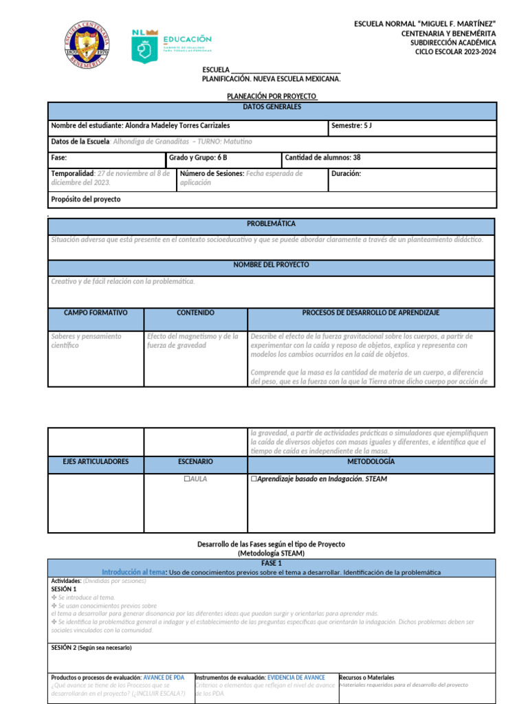 Formato Planeación Original 23-24 ENMFM | PDF | Evaluación | Aprendizaje