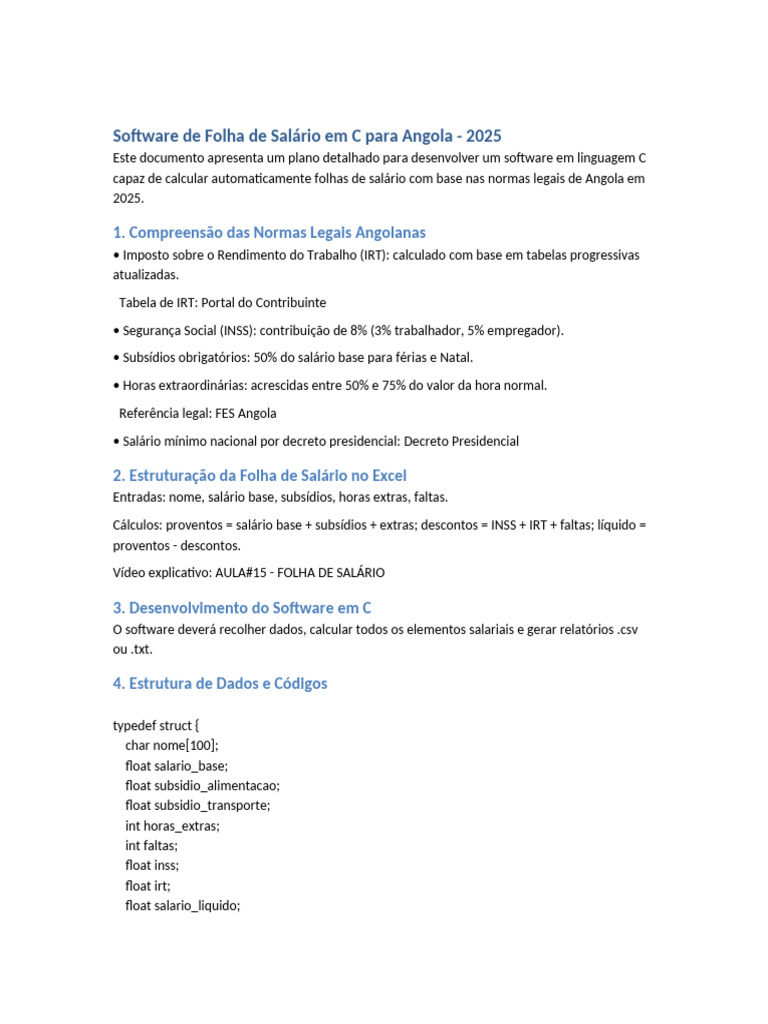 Software Folha Salario C Angola 2025 | PDF