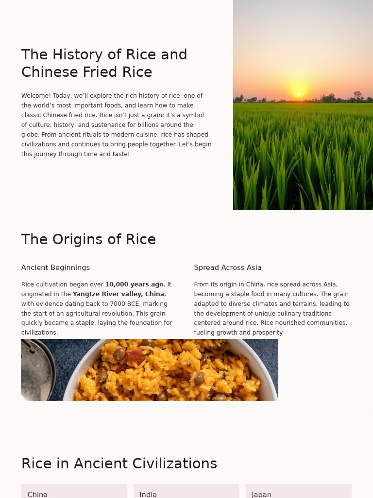 The History of Rice and Chinese Fried Rice | PDF | Stir Frying | Cuisine