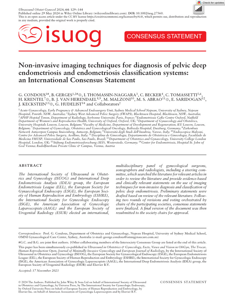 2024 Non‐invasive imaging techniques for diagnosis of pelvic DE | PDF ...