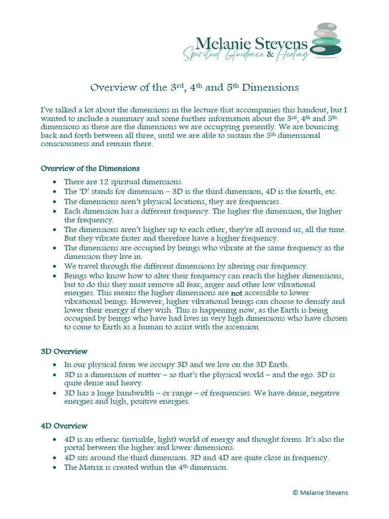 Lecture 14 - Overview of The 3rd, 4th and 5th Dimensions | PDF ...