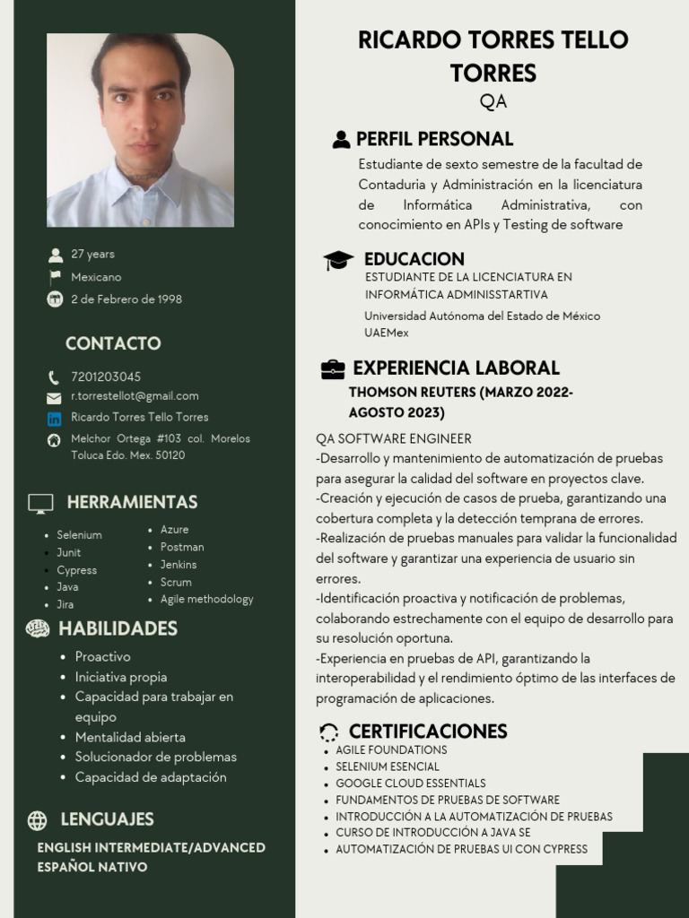 Ricardo 2024 CV English-2 | PDF | Informática | Ingeniería de software